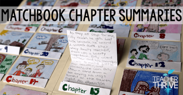 Matchbook Chapter Summaries for Novel Studies • Teacher Thrive