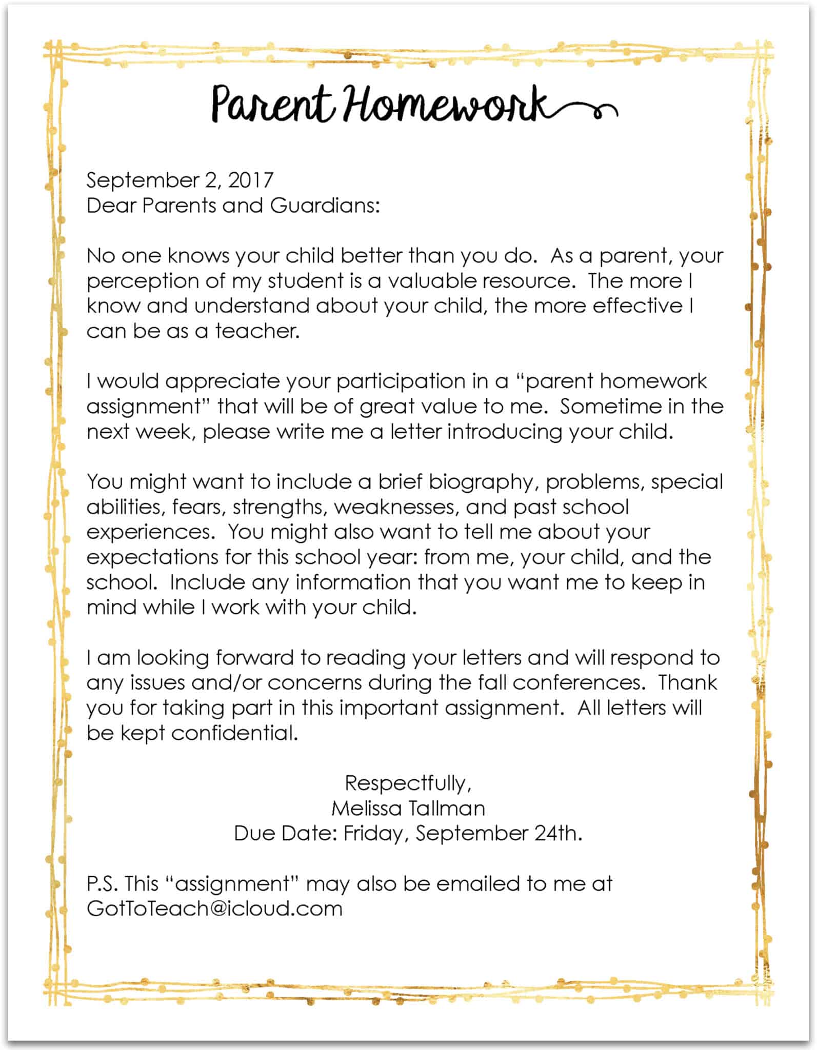 Teachers You Must Send This Letter Home On The First Day Of School 