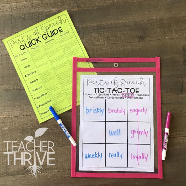 Reteaching and Reviewing Parts of Speech • Teacher Thrive