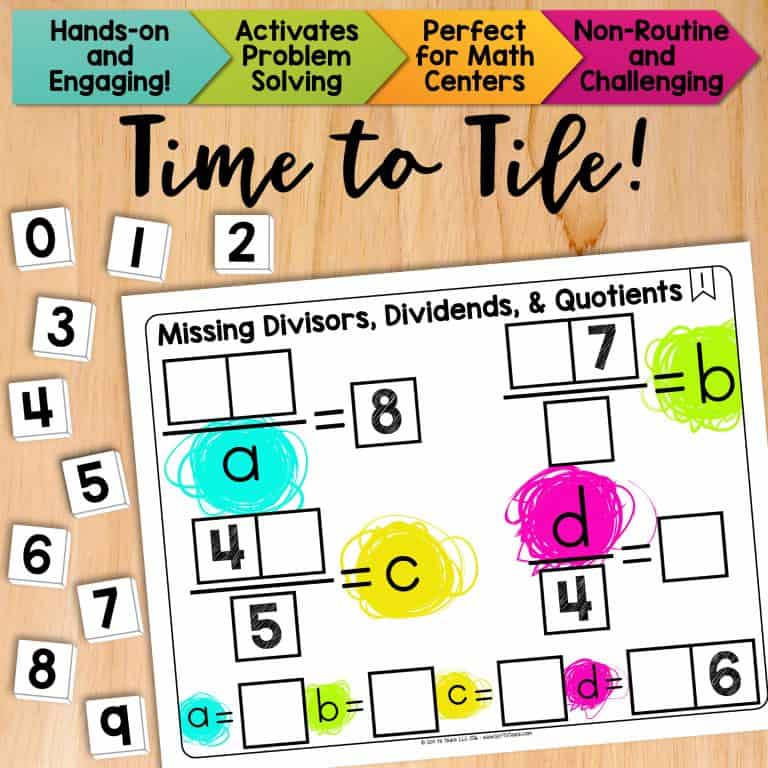 Math Tiles: Missing Divisors, Dividends, and Quotients • Teacher Thrive