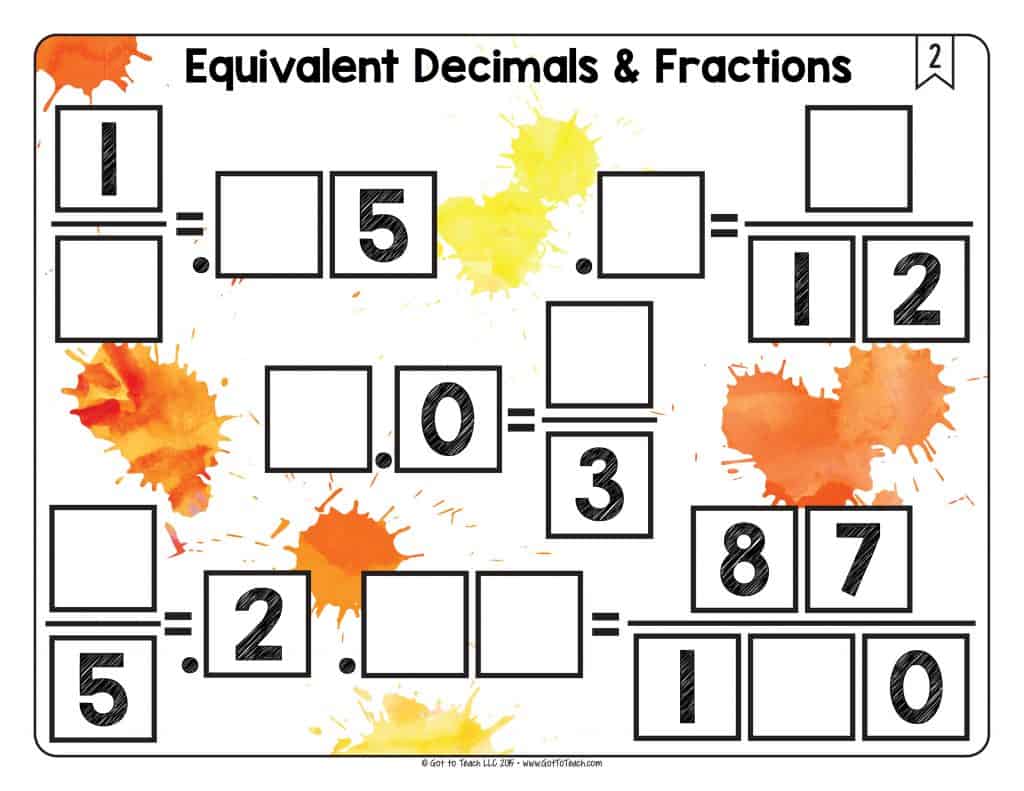 Math Tiles: Equivalent Decimals and Fractions • Teacher Thrive