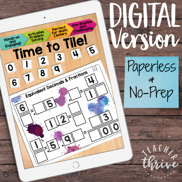Math Tiles: Equivalent Decimals and Fractions • Teacher Thrive