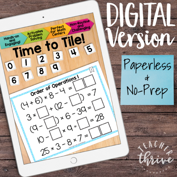 Math Tiles: Order of Operations 1 (Without Exponents) • Teacher Thrive