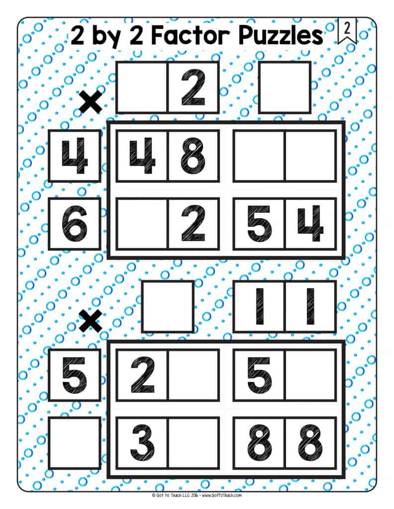 Math Tiles: 2 by 2 Factor Puzzles • Teacher Thrive
