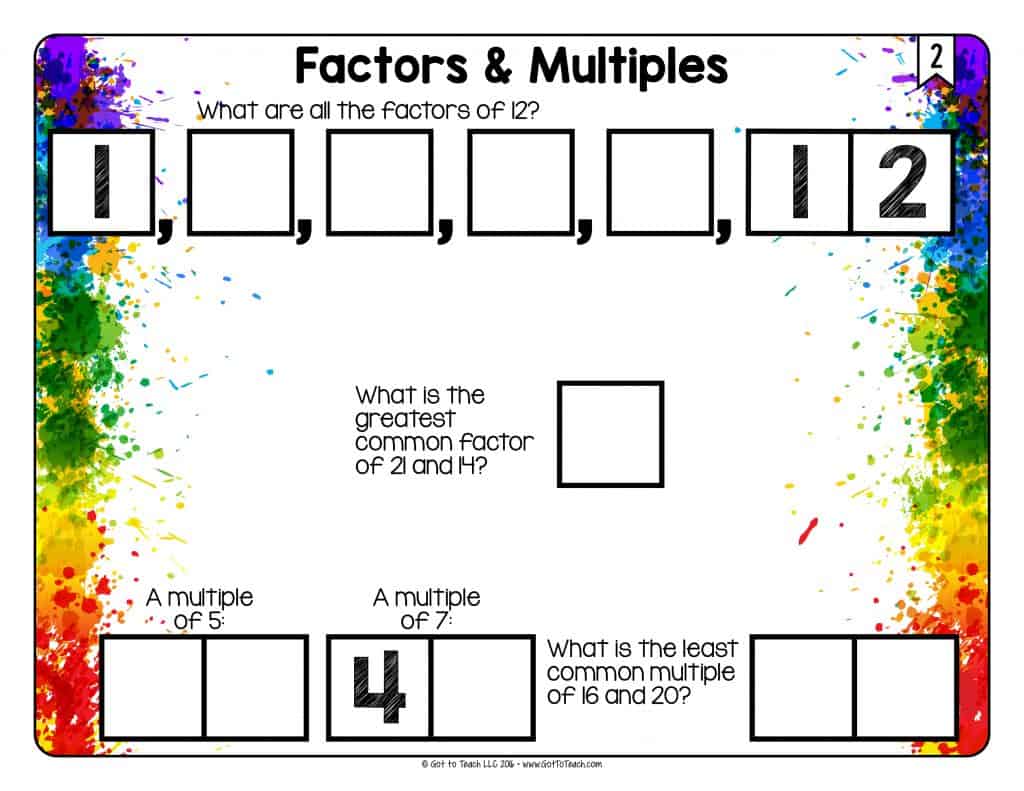 Math Tiles: Factors and Multiples • Teacher Thrive