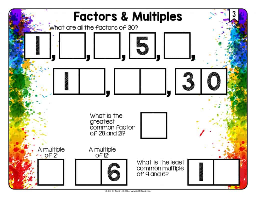 Math Tiles: Factors and Multiples • Teacher Thrive