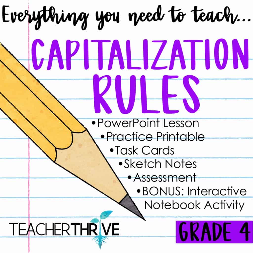 Fourth Grade Grammar: Capitalization Rules • Teacher Thrive