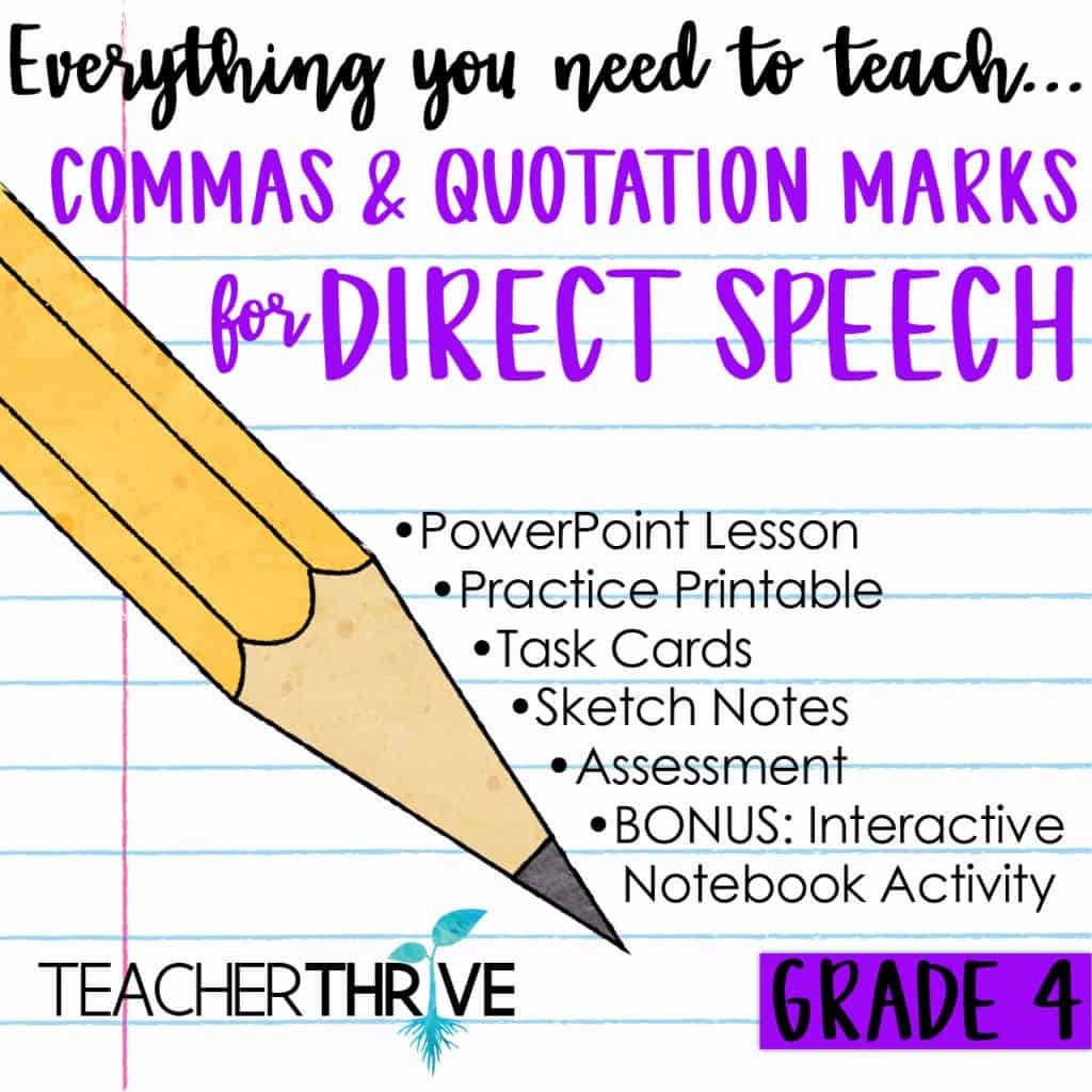 Fourth Grade Grammar: Commas & Quotations for Direct Speech • Teacher ...
