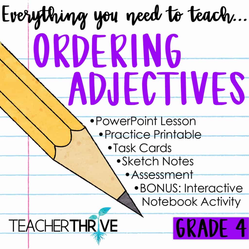 Fourth Grade Grammar: Ordering Adjectives • Teacher Thrive