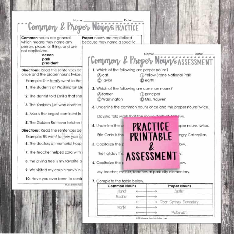 Third Grade Grammar: Common and Proper Nouns • Teacher Thrive