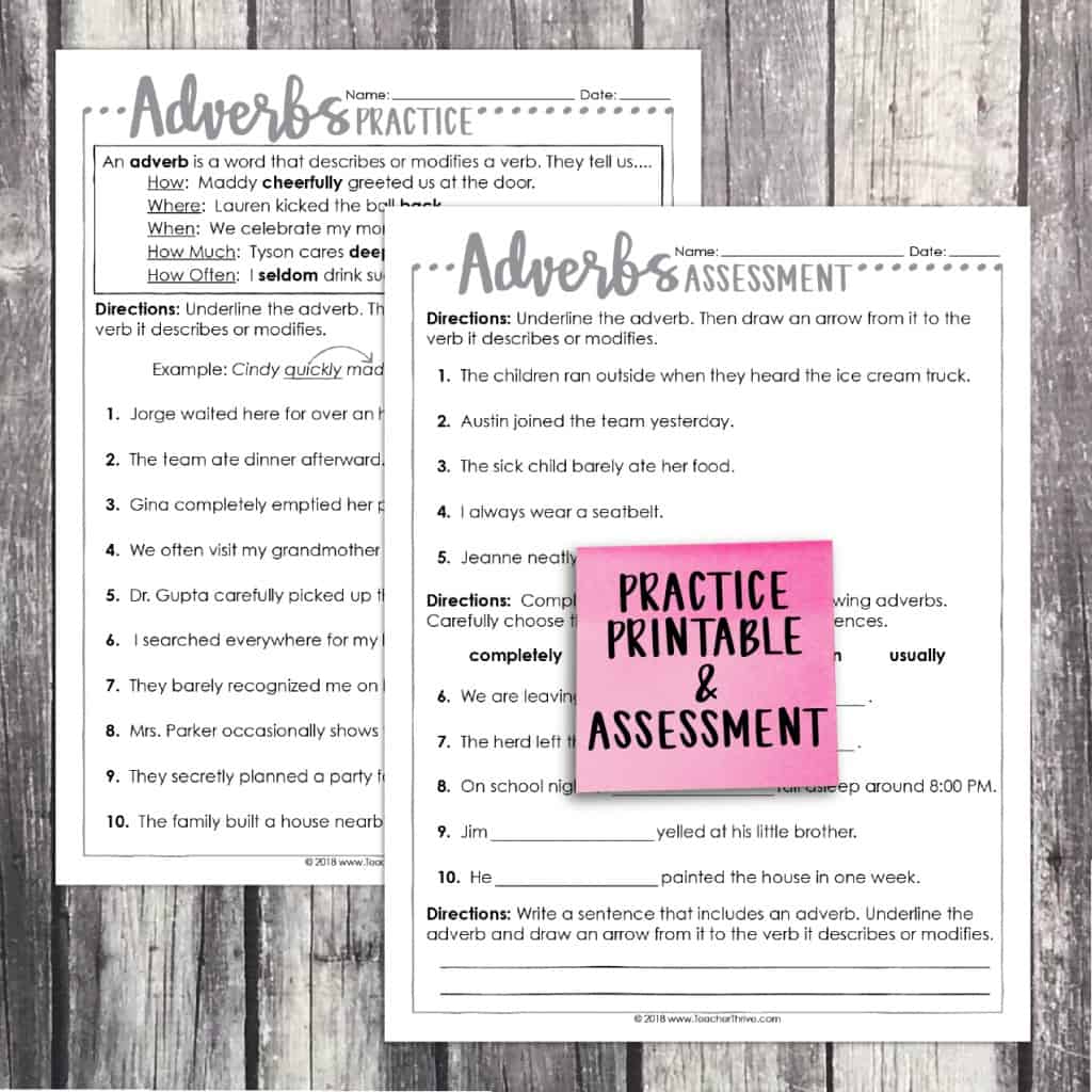 Third Grade Grammar: Adverbs • Teacher Thrive