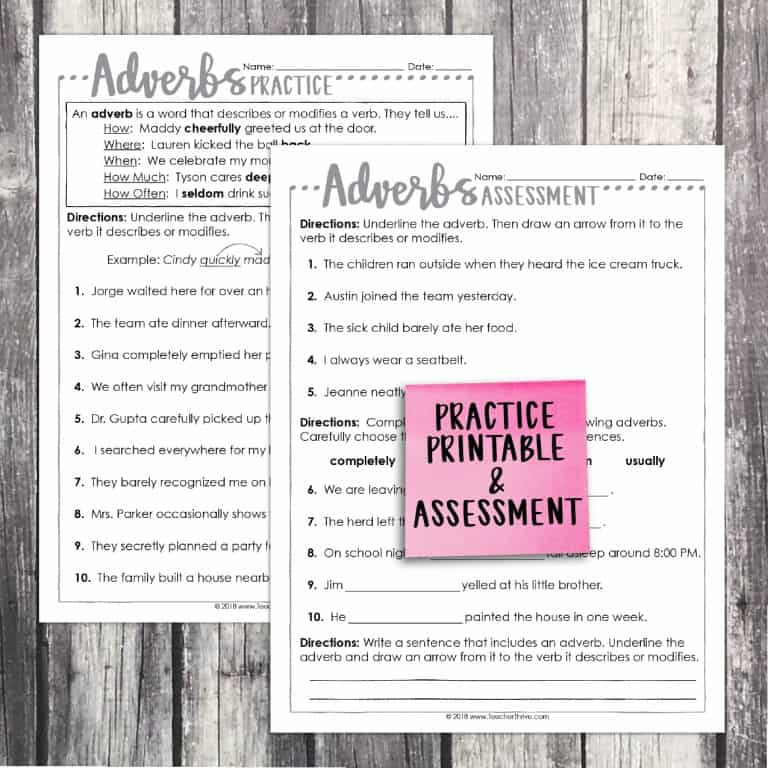 Third Grade Grammar: Adverbs • Teacher Thrive