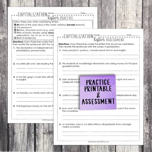 Fourth Grade Grammar: Capitalization Rules • Teacher Thrive