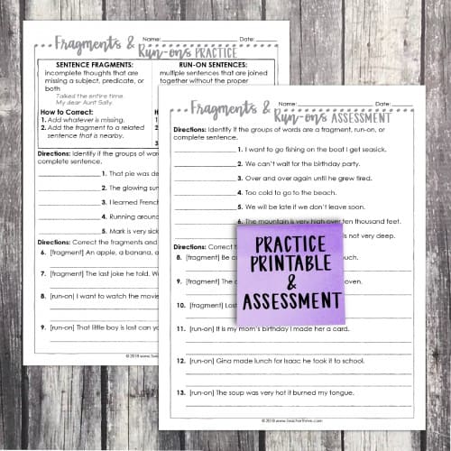 Fourth Grade Grammar: Correcting Fragments and Run-ons • Teacher Thrive