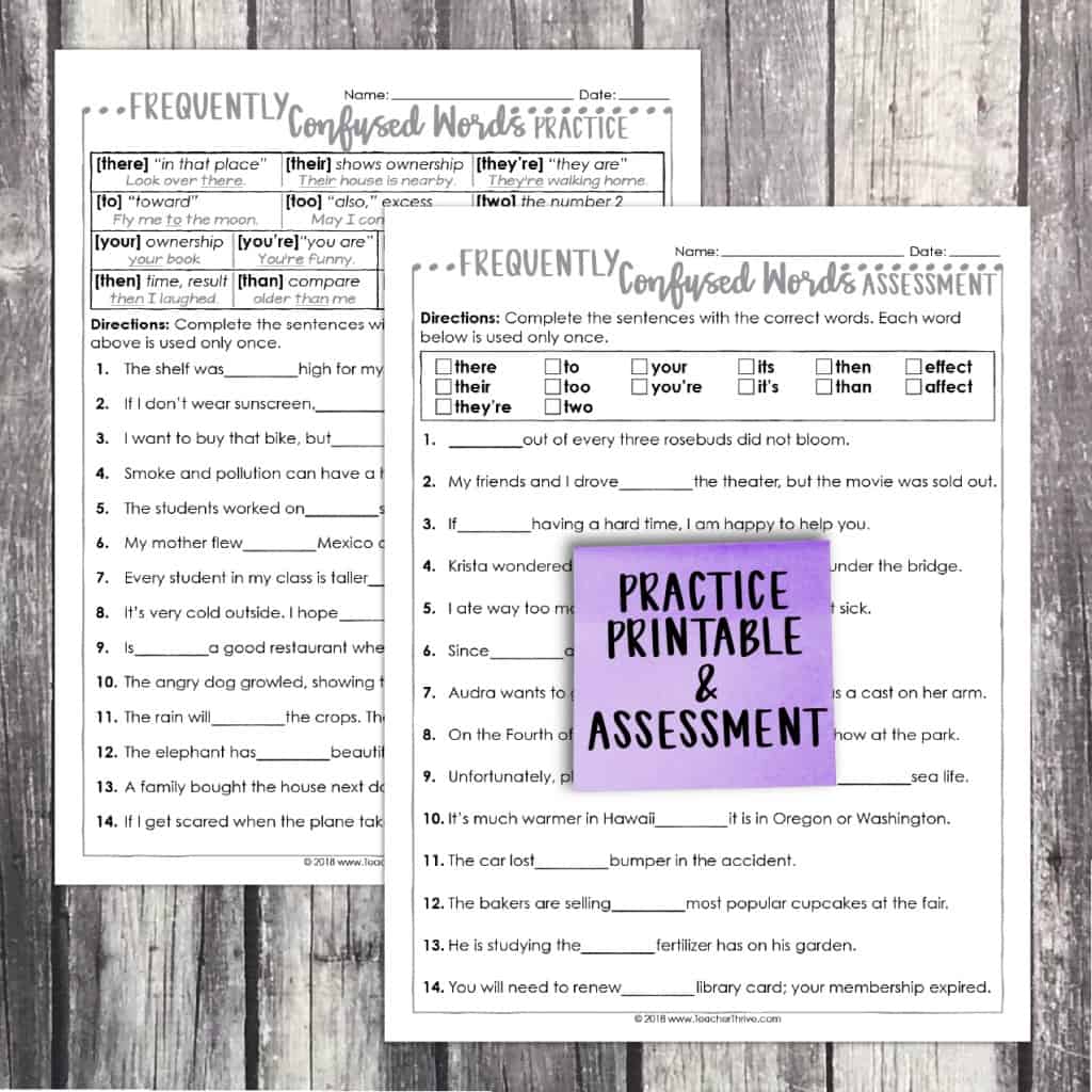 Fourth Grade Grammar: Frequently Confused Words • Teacher Thrive