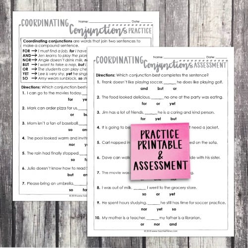 Third Grade Grammar: Coordinating Conjunctions • Teacher Thrive