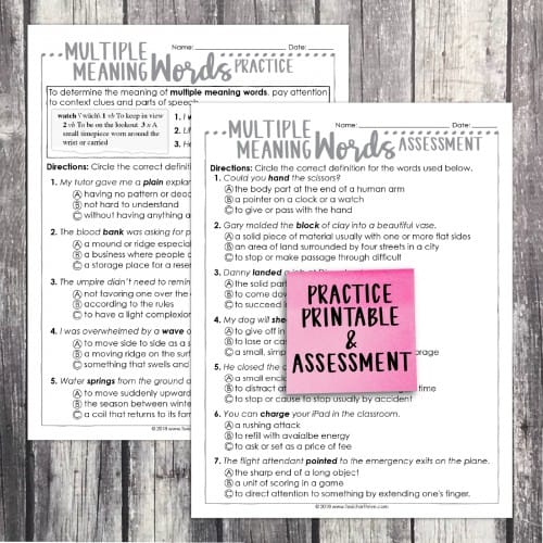 Third Grade Grammar: Multiple Meaning • Teacher Thrive