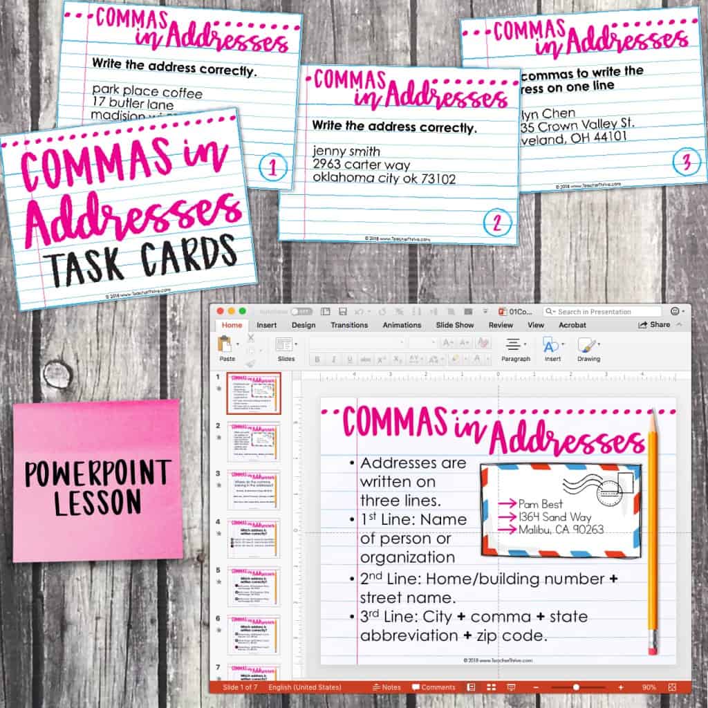 Third Grade Grammar: Commas in Addresses • Teacher Thrive