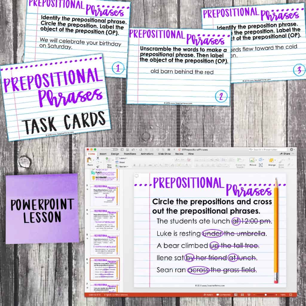 Fourth Grade Grammar: Prepositional Phrases • Teacher Thrive