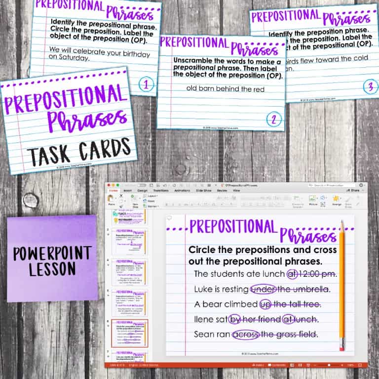 Fourth Grade Grammar: Prepositional Phrases • Teacher Thrive