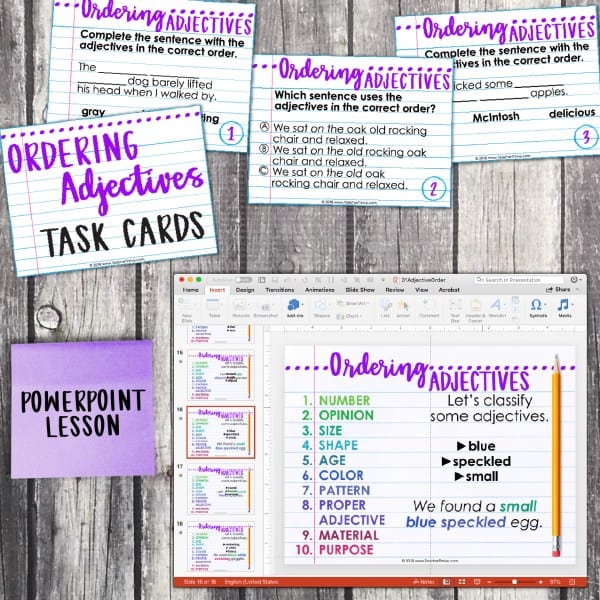 Fourth Grade Grammar: Ordering Adjectives • Teacher Thrive