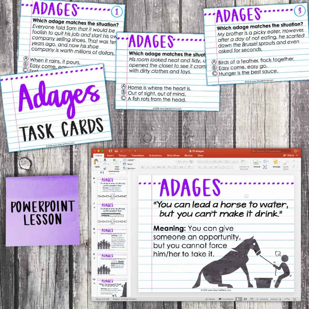Fourth Grade Grammar: Adages • Teacher Thrive