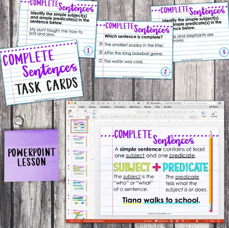 Fourth Grade Grammar: Complete Sentences • Teacher Thrive