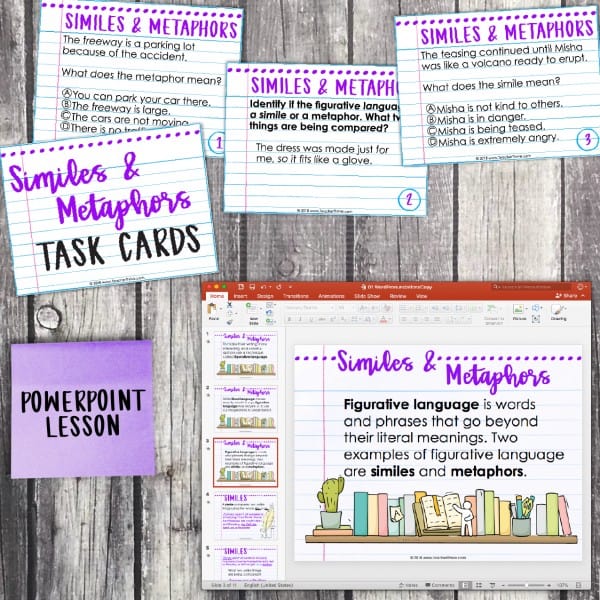 Fourth Grade Grammar: Similes and Metaphors • Teacher Thrive