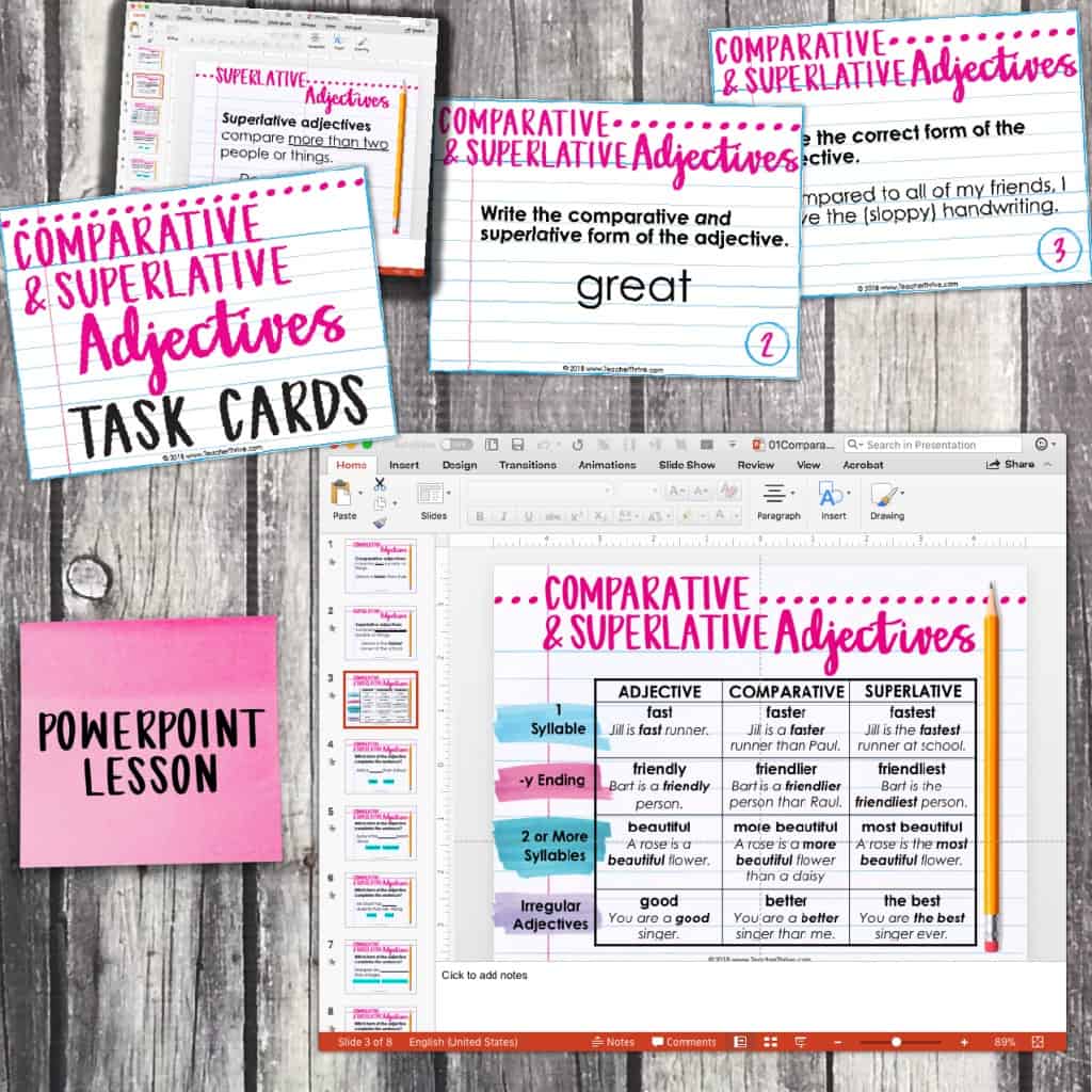 Third Grade Grammar: Comparative and Superlative Adjectives • Teacher ...