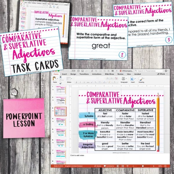 Third Grade Grammar: Comparative and Superlative Adjectives • Teacher ...