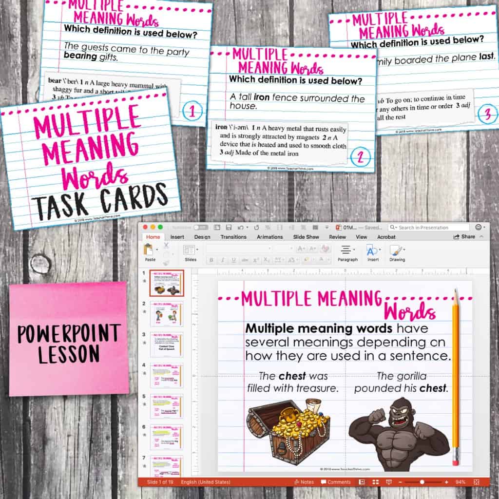 Third Grade Grammar: Multiple Meaning • Teacher Thrive