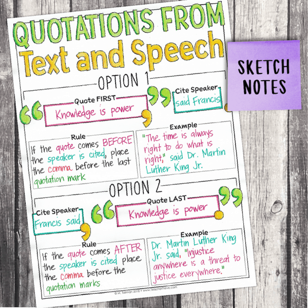 Fourth Grade Grammar: Quotations from Text and Speech • Teacher Thrive