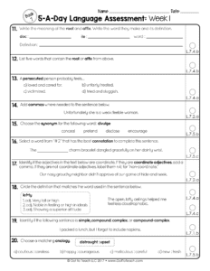 7th Grade Weekly Language Assessments • Teacher Thrive
