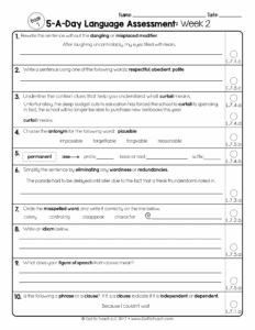 7th Grade Weekly Language Assessments • Teacher Thrive