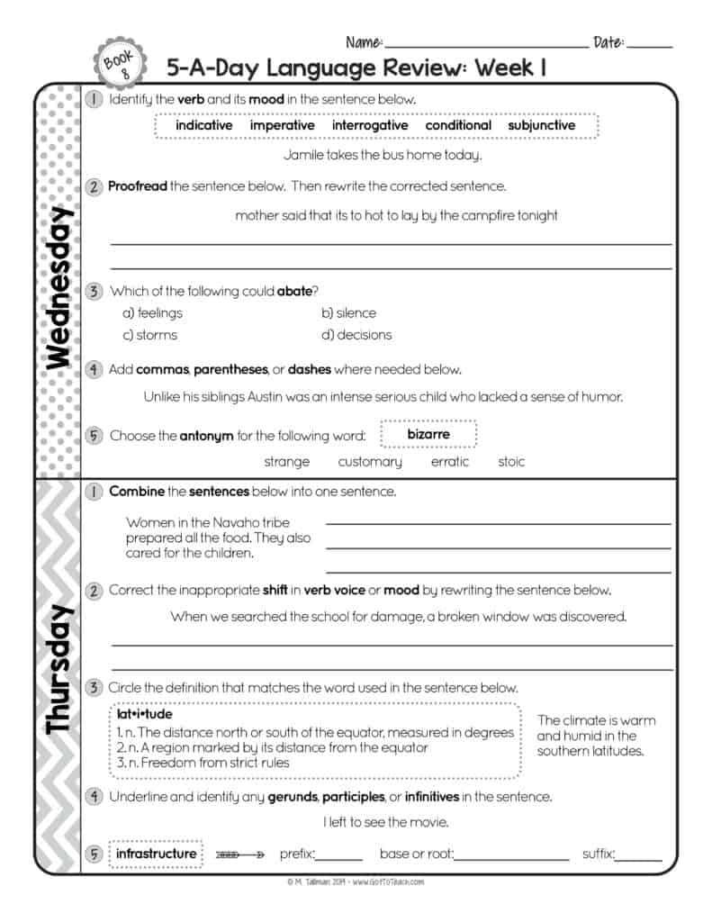 8th Grade Daily Language Spiral Review • Teacher Thrive