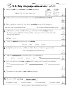 8th Grade Weekly Language Assessments • Teacher Thrive