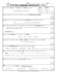 8th Grade Weekly Language Assessments • Teacher Thrive