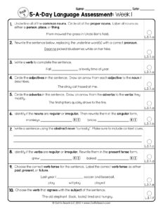 3rd Grade Weekly Language Assessments • Teacher Thrive