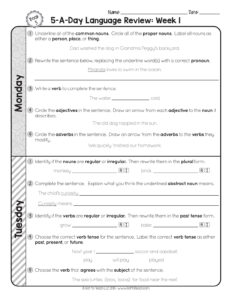 3rd Grade Daily Language Spiral Review • Teacher Thrive