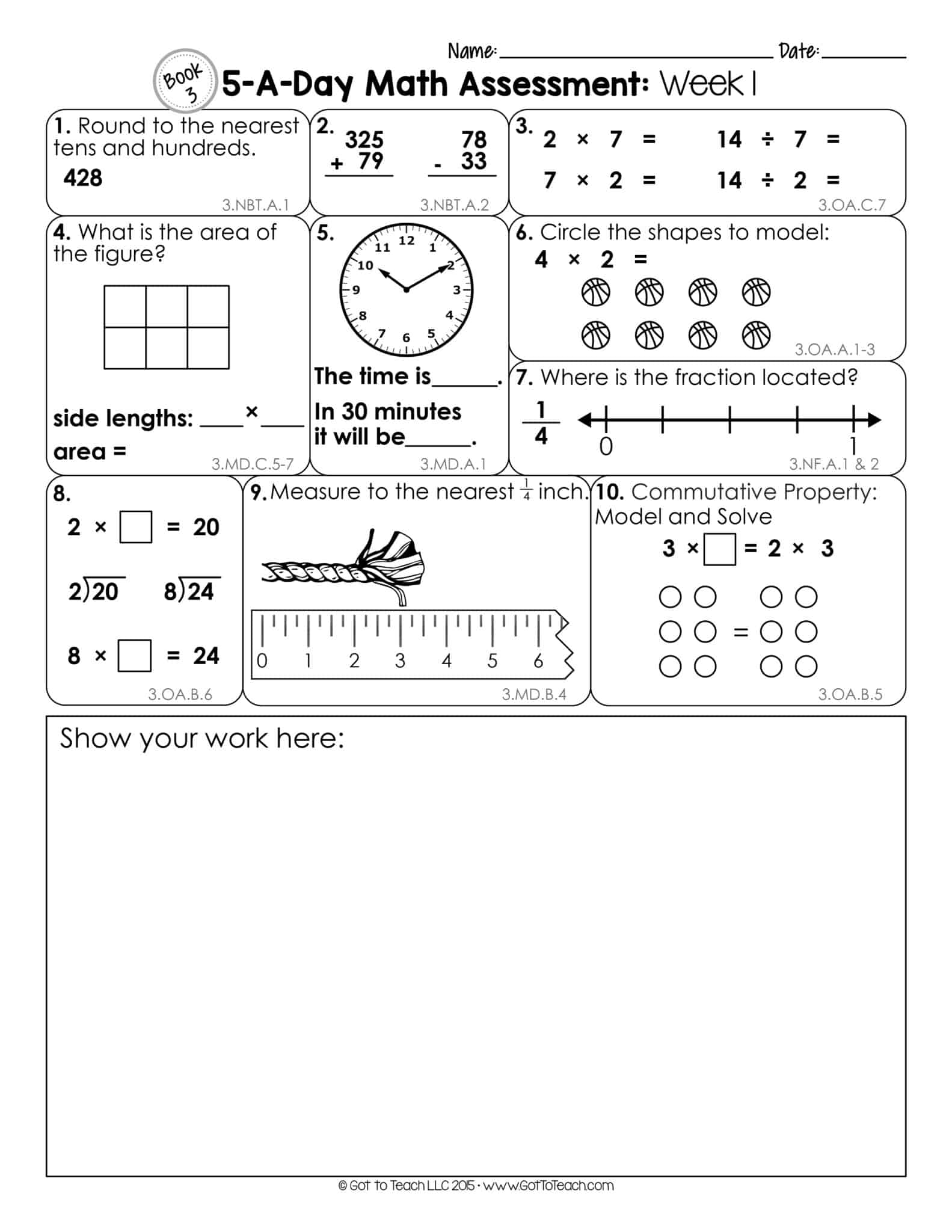 3rd Grade Weekly Math Assessments Teacher Thrive