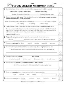 4th Grade Weekly Language Assessments • Teacher Thrive