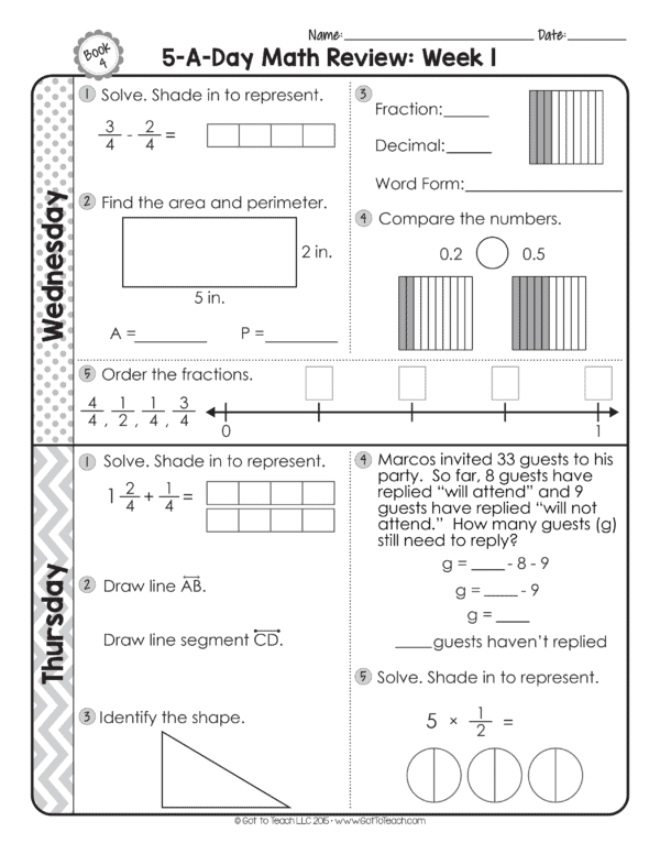 4th Grade Daily Math Spiral Review Teacher Thrive