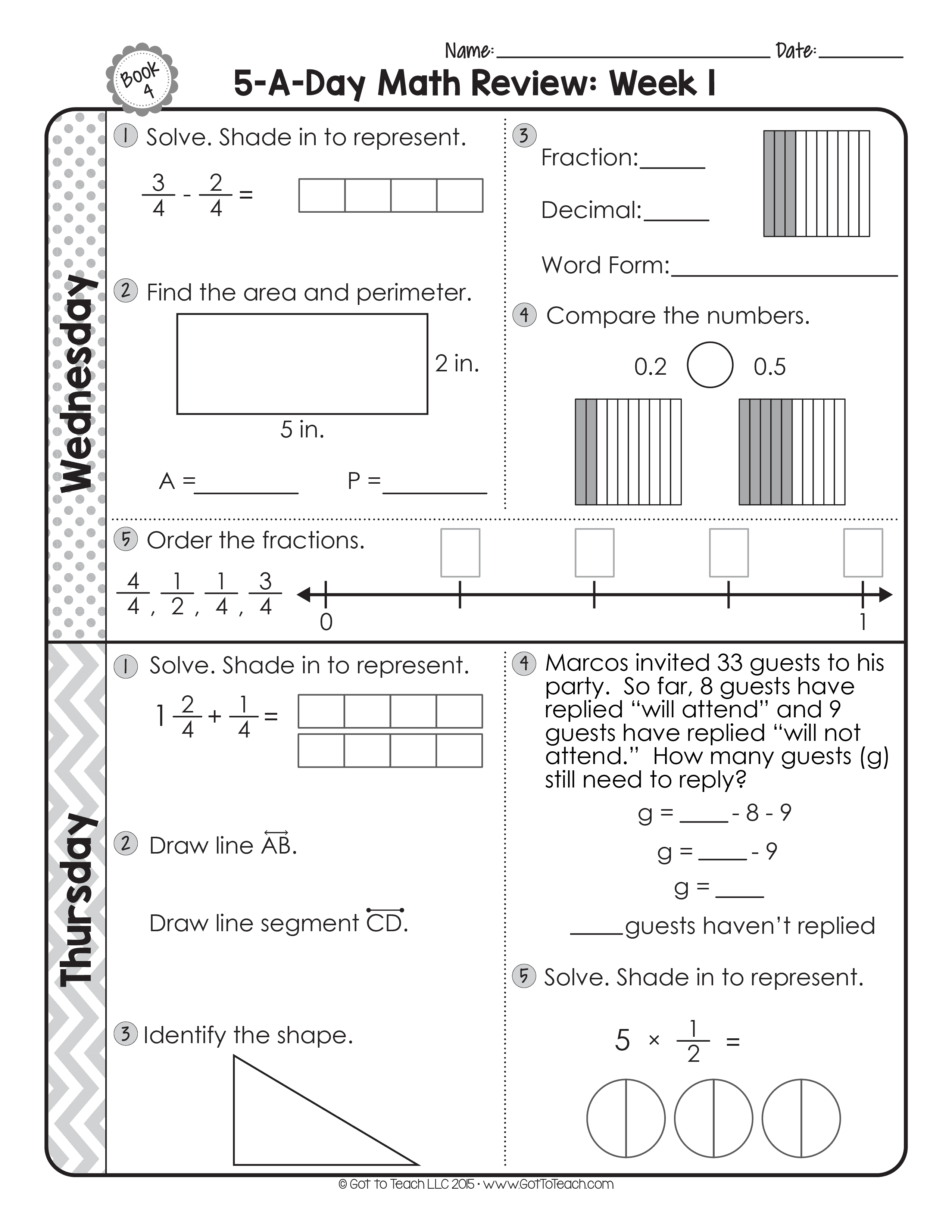 4th Grade Daily Math Spiral Review Teacher Thrive