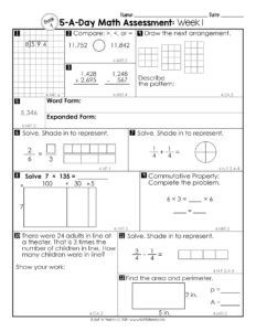4th Grade Weekly Math Assessments • Teacher Thrive