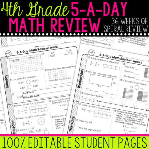 4th Grade Daily Math Spiral Review • Teacher Thrive