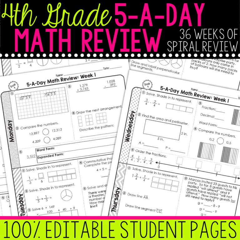 4th Grade Daily Math Spiral Review • Teacher Thrive