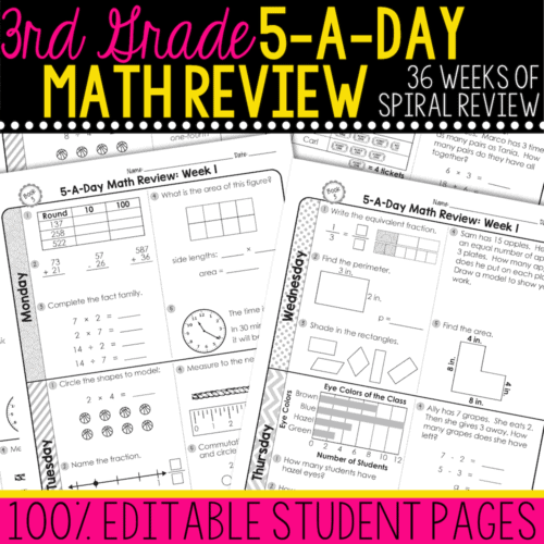 3rd Grade Daily Math Spiral Review • Teacher Thrive