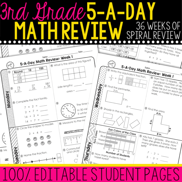 3rd Grade Daily Math Spiral Review • Teacher Thrive