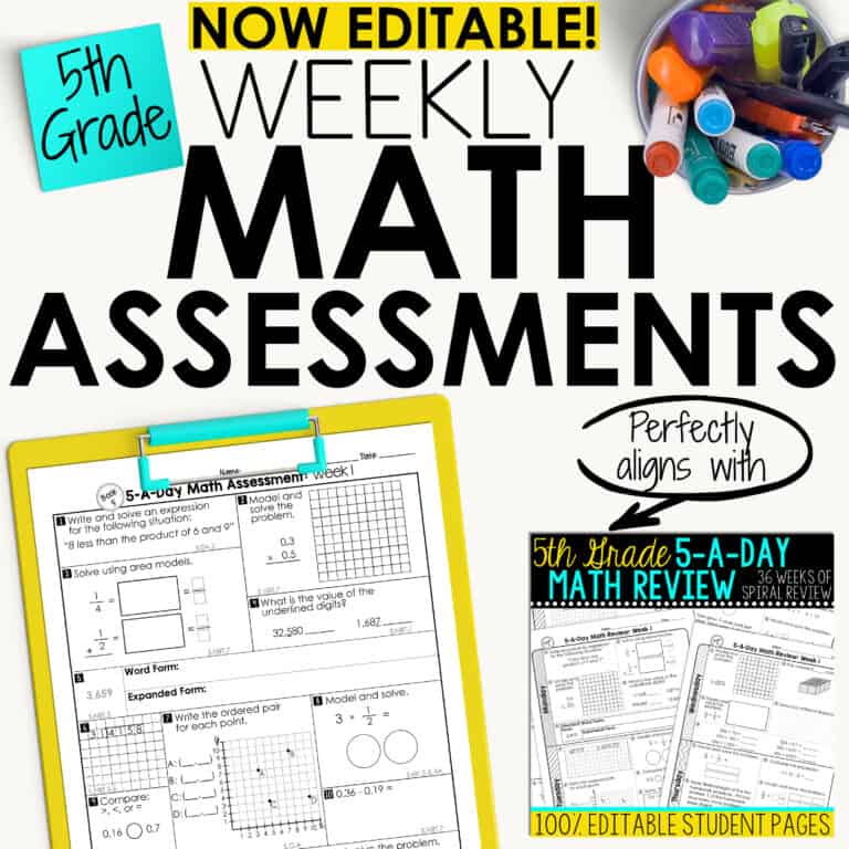5th Grade Weekly Math Assessments • Teacher Thrive