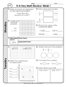 5th Grade Daily Math Spiral Review • Teacher Thrive